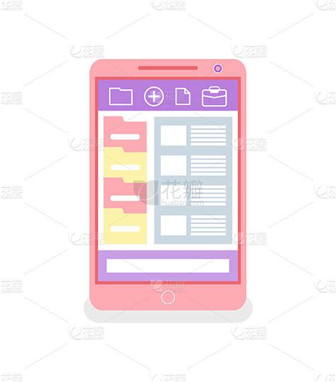 带有文件夹的触摸屏手机，投资组合向量