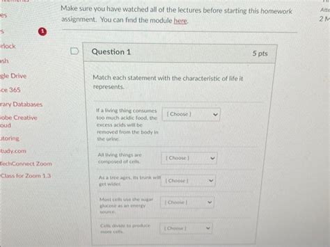 Solved Question 1 Match Each Statement With The