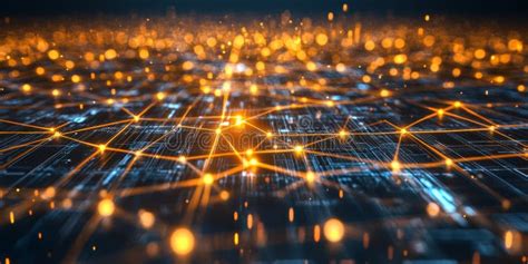 Surreal Visualization Of Big Data Network With Dynamic Lights And Lines Stock Illustration