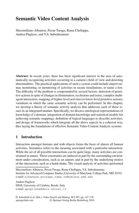 Pdf Semantic Video Content Analysis