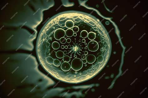 인간세포 배아줄기세포현미경 진핵세포의 핵과 소기관 및 원형질막의 구성요소 의약미생물 Dna분자 Generative Ai 프리미엄 사진
