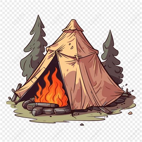 모닥불 텐트 벡터 상표 클립 아트 만화 Png 일러스트 무료 다운로드 Lovepik