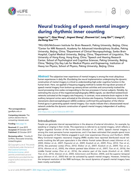 Pdf Neural Tracking Of Speech Mental Imagery During Rhythmic Inner Counting