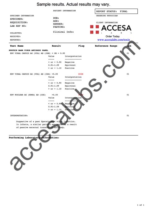 Epstein Barr Test Ebv Antibody Lab Test Accesa Labs