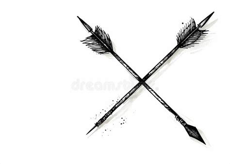 Artistic Depiction Of Crossed Arrows Symbolizing Strength And Unity In Design Stock Illustration