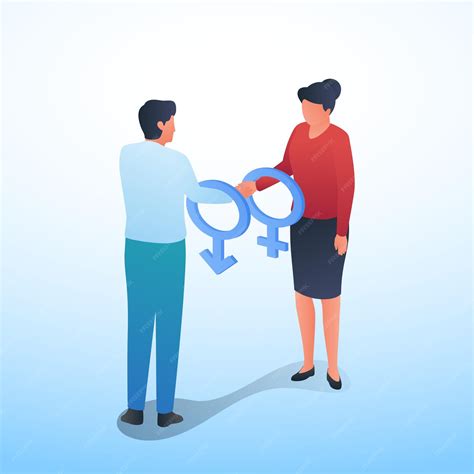 Premium Vector Men And Women Shake Hands Between Two Gender Symbols A