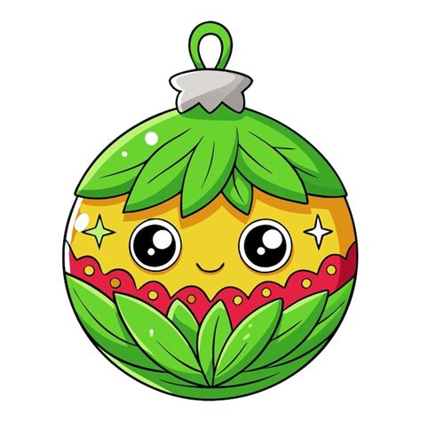 귀여운 크리스마스 트리 장식 메리 크리스마스 터 만화 일러스트레이션 프리미엄 Ai 생성 벡터