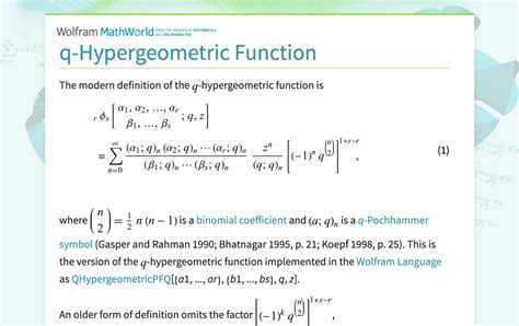 Q Hypergeometric Function From Wolfram Mathworld