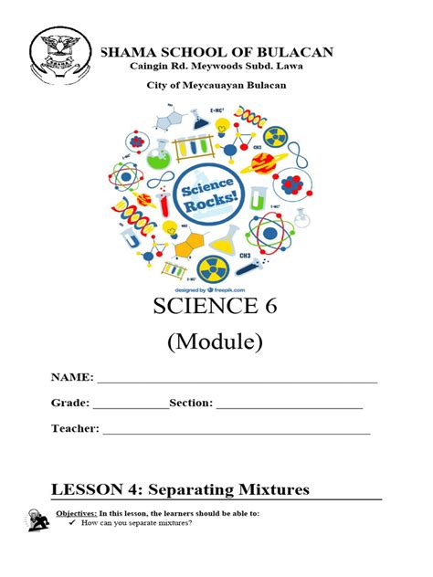 Module 4 Separating Mixtures New Pdf Filtration Mixture