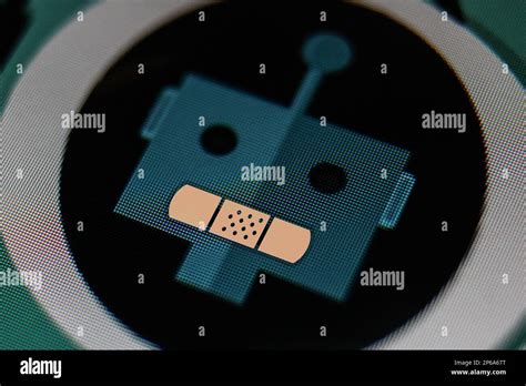 Chatgpt Artificial Intelligence Chatbot Icon With Band Aid In Its Mouse On Computer Screen Stock