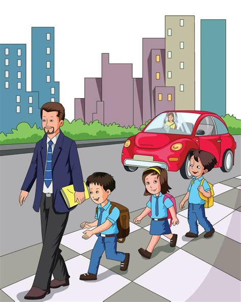 Niños Caminando Con Profesor Vector Ilustración 36148144 Vector En Vecteezy