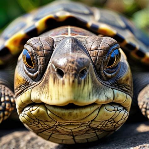 Beautiful Realistic Close Up Turtle Head Stock Illustration