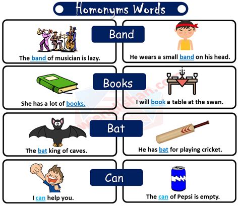 100 Homonym Words List With Sentences • Englishan
