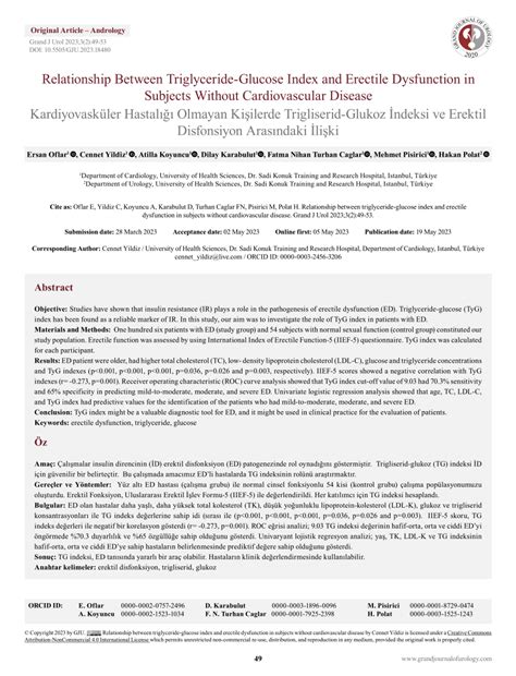 PDF Relationship Between Triglyceride Glucose Index And Erectile Dysfunction In Subjects