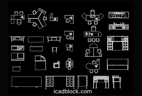 Office Desk D Top View With Computer Cad Block Design Dwg File Hot