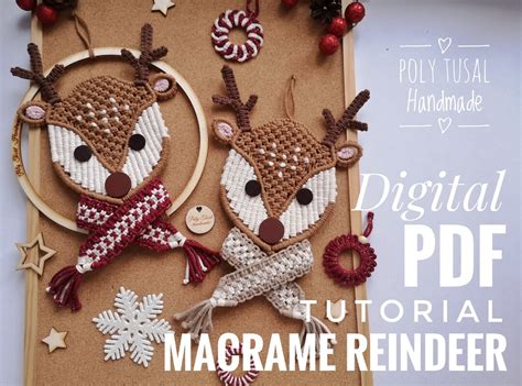 macrame reindeer tutorial macrame christmas deer pdf pattern etsy polska