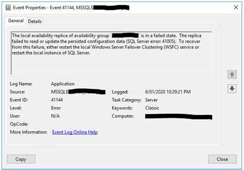 Always On Event ID Cluster Node Node Was Removed From The Active Failover Cluster