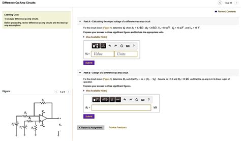 Solved Difference Op Amp Circuits Review Constants Learning Goal To Analyze Difference Op Amp