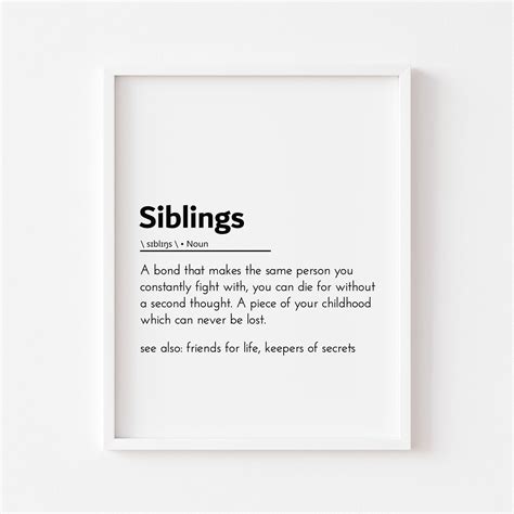 Siblings Definition Siblings T Sibling Quote Siblings Wall Art