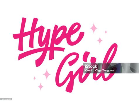 인형 스크립트 서예 스타일의 트렌디한 대담한 분홍색 글자 디자인 문구 Hype Girl 고립된 손으로 그린 타이포그래피 그림 패션 웹 인쇄를 위한 영감을 주는 디자인 요소