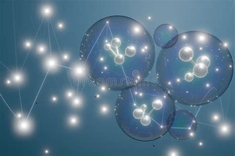 Abstract Illustration Of Molecular Structures With Glowing Elements Representing Scientific