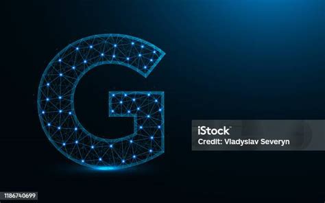 Letter G 로우 폴리 디자인 알파벳 추상 기하학적 이미지 글꼴 와이어 프레임 메쉬 다각형 벡터 일러스트레이션은 진한 파란색 배경의 점과 선으로 만들어졌습니다 알파벳 G