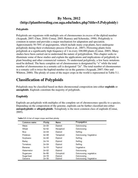Pdf Polyploidy And Its Implications In Plant Breeding