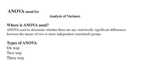 SOLUTION Anova And Its Types Studypool