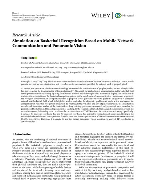 Pdf Simulation On Basketball Recognition Based On Mobile Network Communication And Panoramic