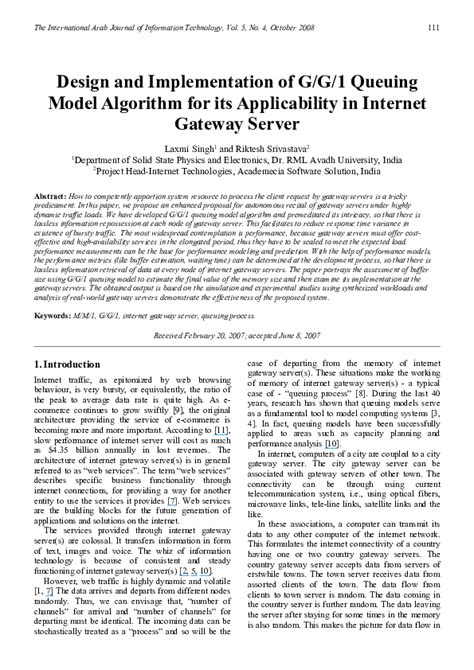 pdf design and implementation of g g 1 queuing model algorithm w r t