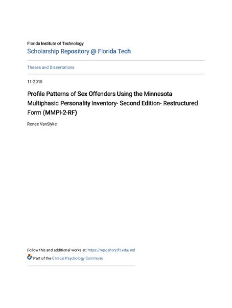 Fillable Online Profile Patterns Of Sex Offenders Using The Minnesota Multiphasic Personality