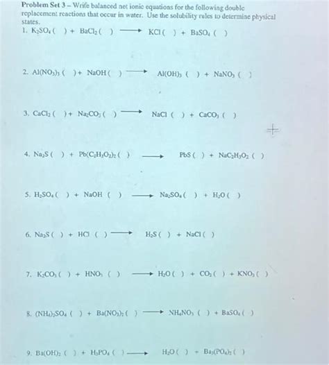 Solved Problem Set 4 Write Balanced Chemical Equations Chegg Com