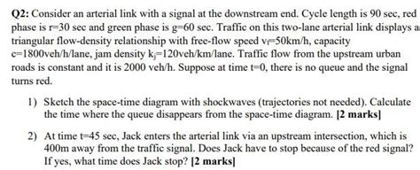 Solved Q2 Consider An Arterial Link With A Signal At The