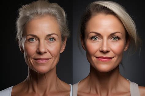 A Beautiful Middleaged Woman Mature Woman Looking At Camera Premium