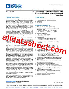 MAX98397 Datasheet PDF Analog Devices