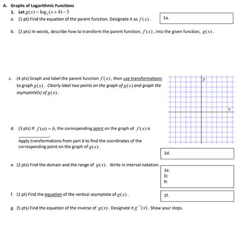 Solved A Graphs Of Logarithmic Functions 1 Let Gx Log2