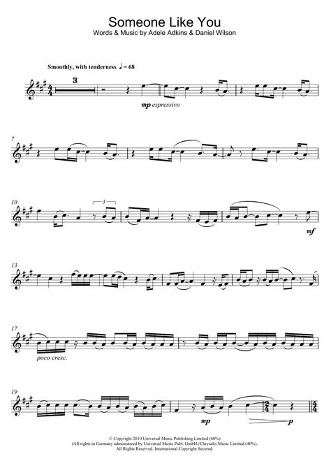 Someone Like You By Adele Sheet Music For Flute Solo At Sheet Music Direct