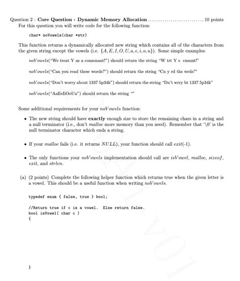 Solved Question 2 Core Question Dynamic Memory Allocation