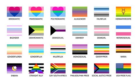 Set Of Lgbtqia Community Flags Pride Day Lgbt Pride Month Illustrations