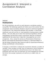 Assignment Interpret A Correlation Analysis BUS V Statistics I Northcentr