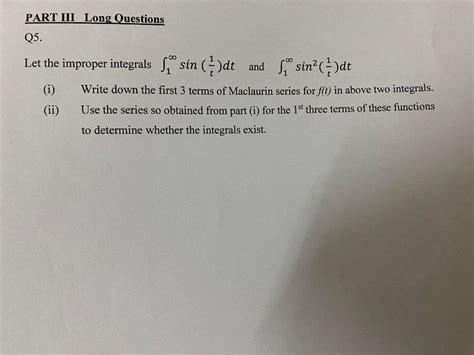 Solved PART III Long Questions Q Let The Improper Chegg Com