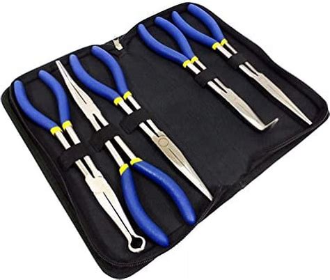 11 Long Needle Nose Pliers Set 5 Piece Plier Kit Storage Bag Included