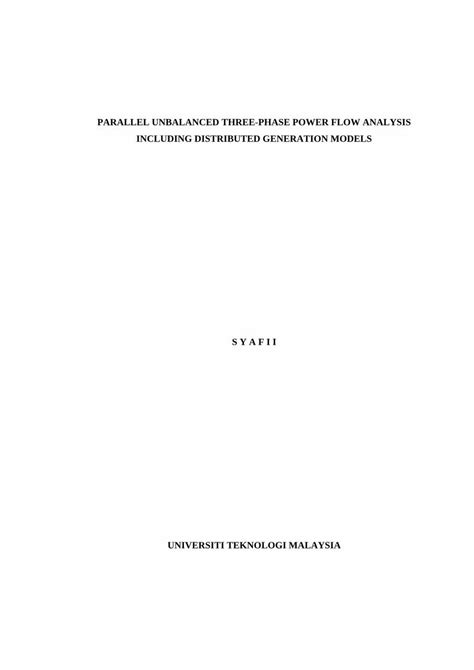 Pdf Parallel Unbalanced Three Phase Power Flow Eprintsutmmyid