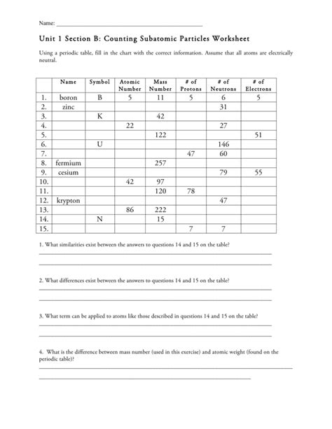 exercise 1 counting subatomic particles worksheet answers