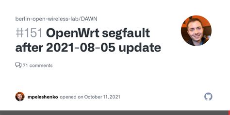 OpenWrt Segfault After Update Issue Berlin Open Wireless Lab DAWN GitHub