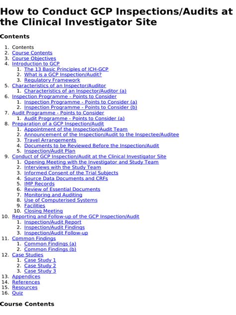 How To Conduct Gcp Inspectionsaudits At The Clinical Investigator Site