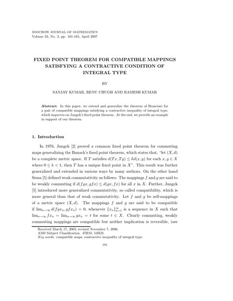 Pdf Fixed Point Theorem For Compatible Mapping Satisfying A