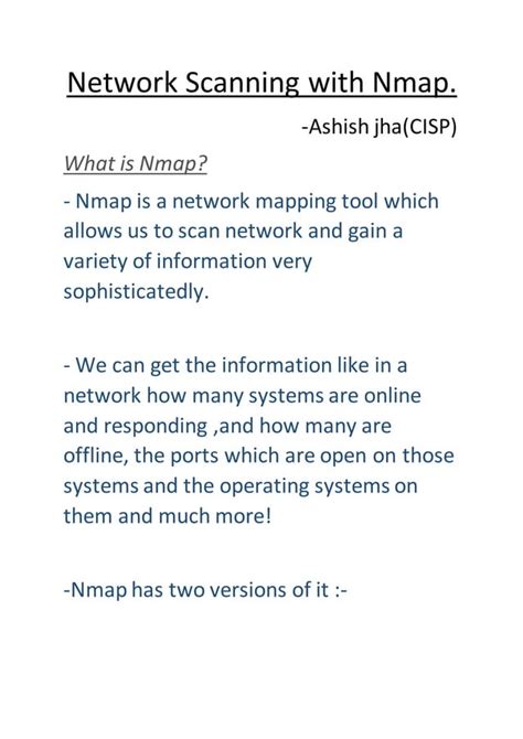 Network Scanning With Nmap Docx Operating Systems Computer