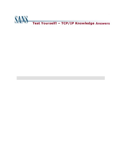 Tcpip Answers Sans Institute Pdf
