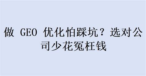 做 geo 优化怕踩坑？选对公司少花冤枉钱 csdn博客
